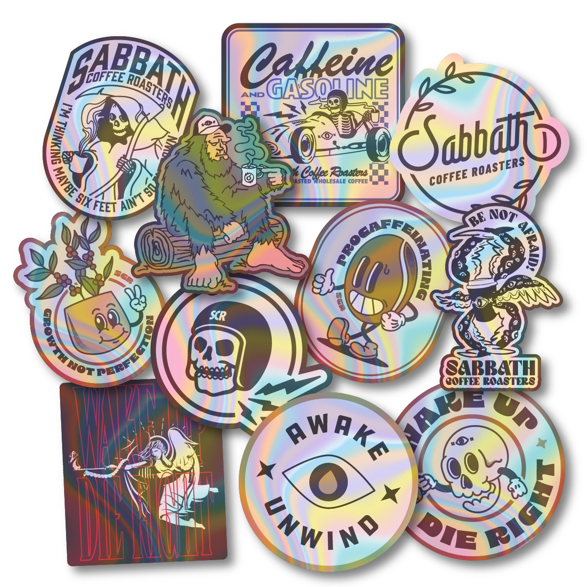 Holographic Sticker Pack – Sabbath Coffee Roasters